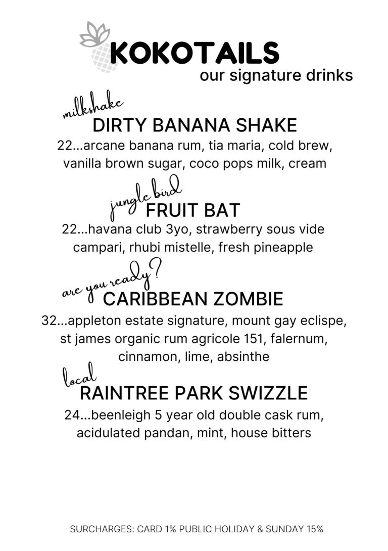 MENU – "Off the Florida Keys, There's a place called Kokomo, That's ...