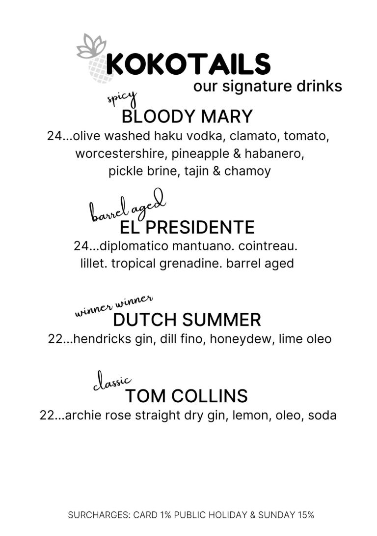 MENU – "Off the Florida Keys, There's a place called Kokomo, That's ...