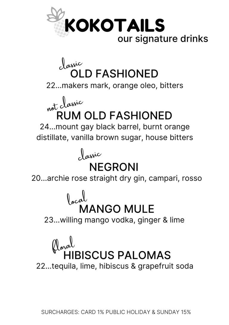 MENU – "Off the Florida Keys, There's a place called Kokomo, That's ...