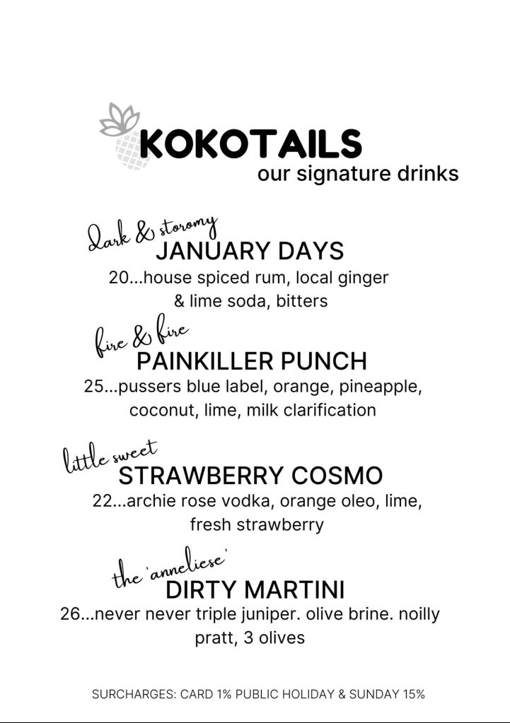 MENU – "Off the Florida Keys, There's a place called Kokomo, That's ...